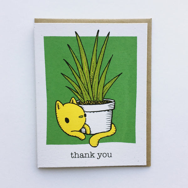 thank you cat with plant card – everyday balloons